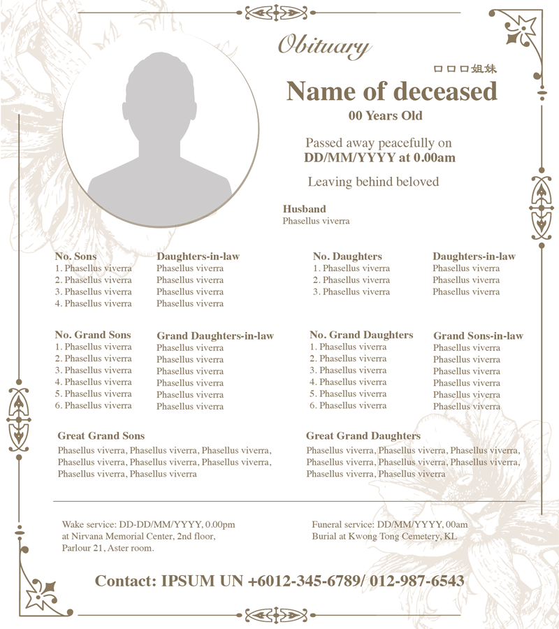 Free Obituary Message Samples Best Advertising Agency In Kuala Lumpur 